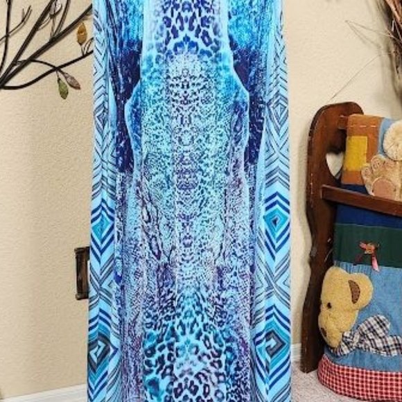 ONE WORLD | Dresses | One World Live Let Live Sz Large Blue Maxi Dress ...